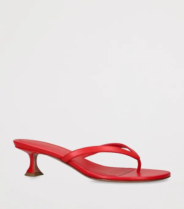 Amina Muaddi Leather Juliette Sandals - Red