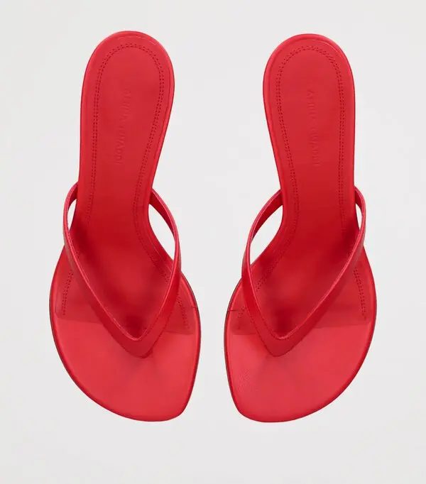 Amina Muaddi Leather Juliette Sandals - Red