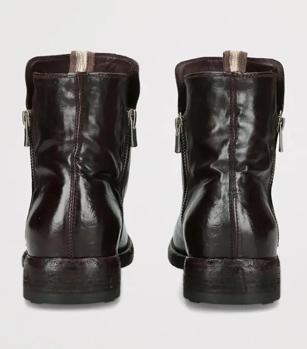 Officine Creative Leather Zip Up Ankle Boots - Brown