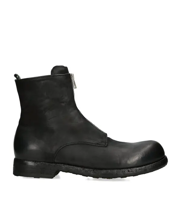 Officine Creative Leather Zip-up Ankle Boots - Black