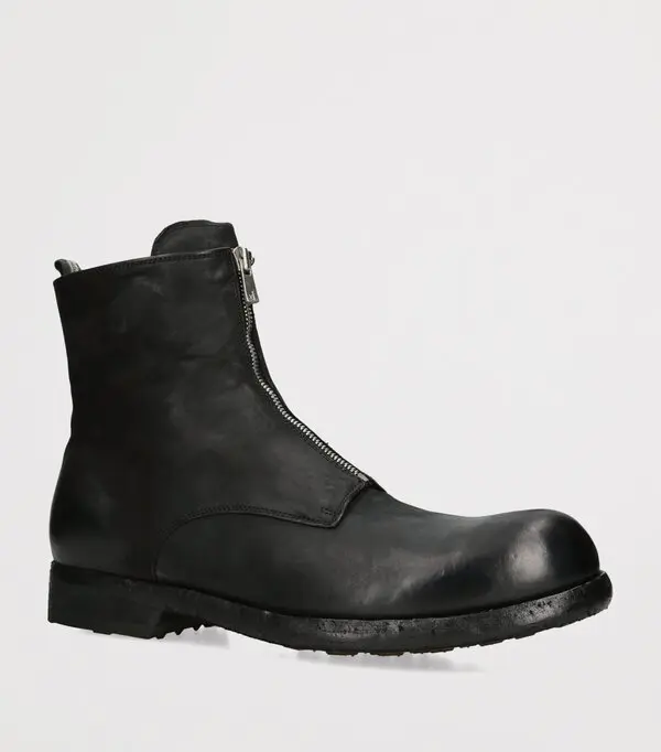 Officine Creative Leather Zip-up Ankle Boots - Black