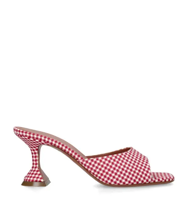 Amina Muaddi Houndstooth Lupita Mules 70 - White