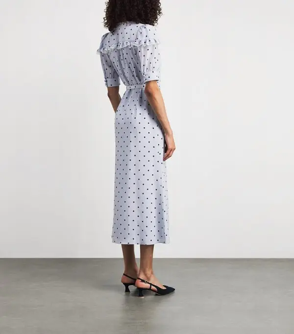Alessandra Rich Polka Dot Ruffled Midi Dress
