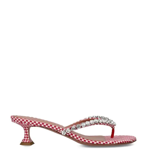 Amina Muaddi Embellished Gigi Thong Sandals 45 - White