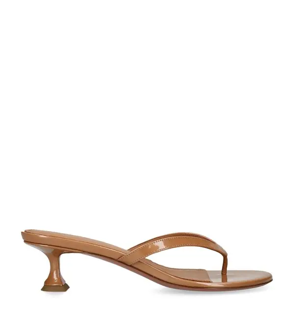 Amina Muaddi Leather Juliette Sandals - Brown