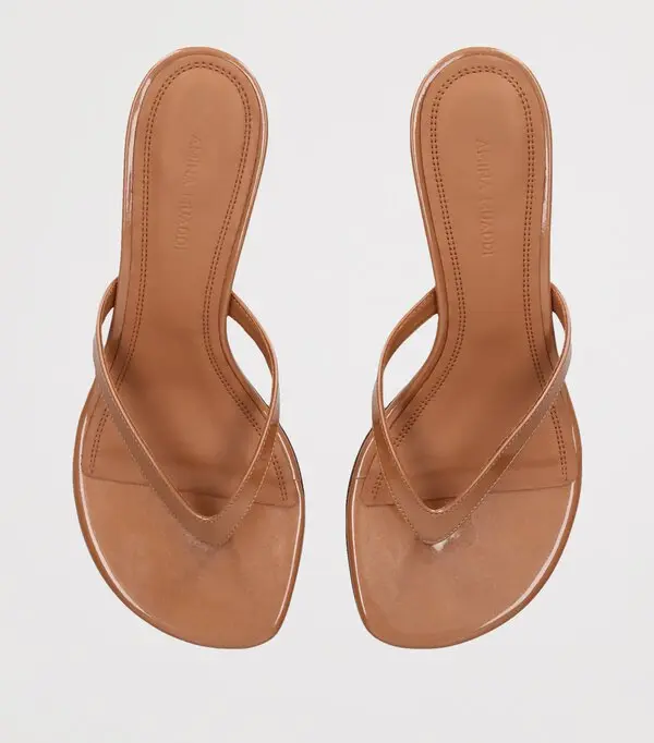 Amina Muaddi Leather Juliette Sandals - Brown