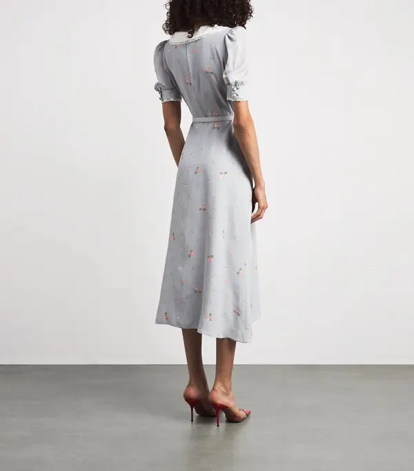 Alessandra Rich Floral Print Belted Midi Dress