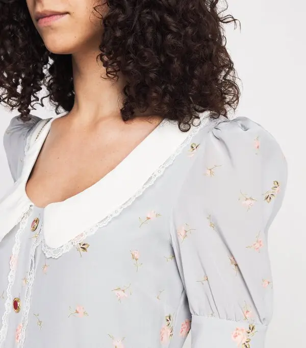 Alessandra Rich Floral Print Belted Midi Dress