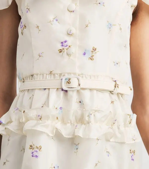 Alessandra Rich Off-the-shoulder Floral Silk Midi Dress