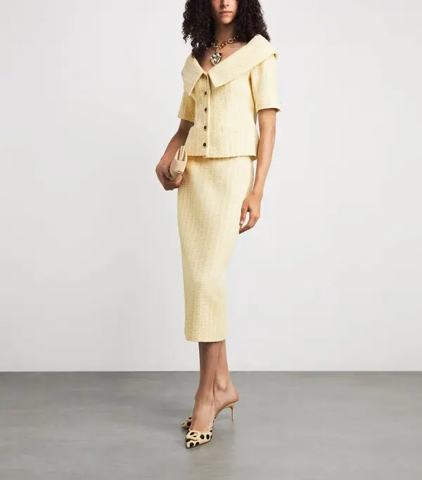 Alessandra Rich Off-the-shoulder Sequin Tweed Top
