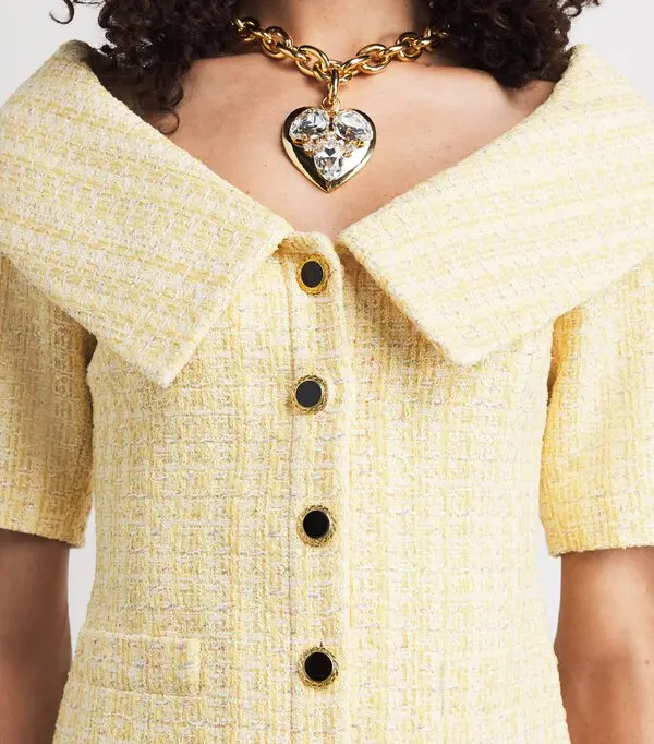 Alessandra Rich Off-the-shoulder Sequin Tweed Top