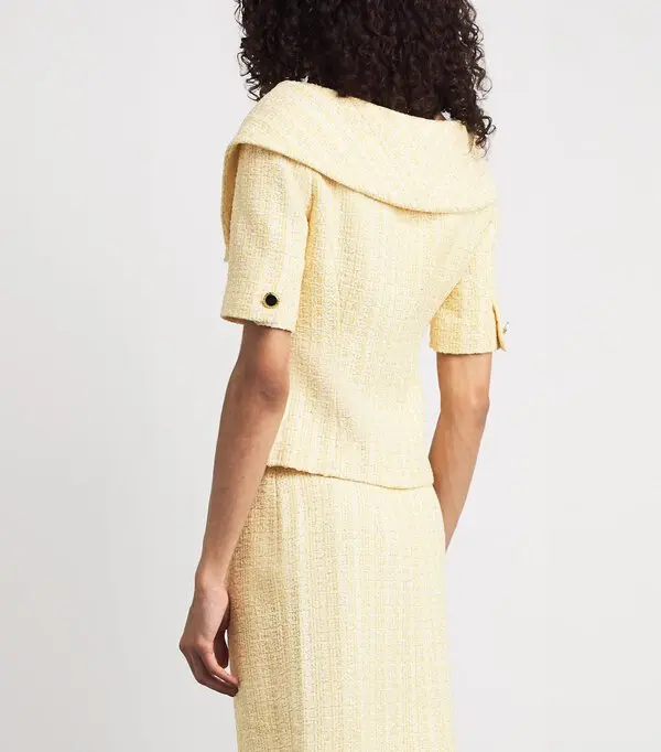 Alessandra Rich Off-the-shoulder Sequin Tweed Top