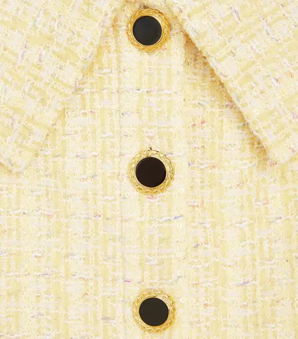 Alessandra Rich Off-the-shoulder Sequin Tweed Top