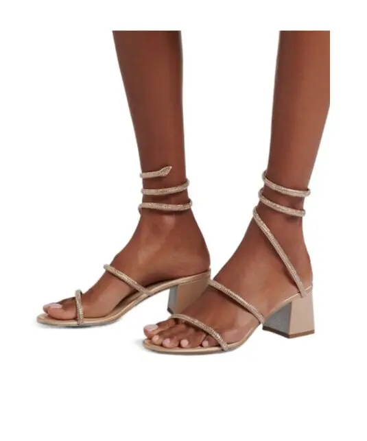 Rene Caovilla Satin Crystal Sandals