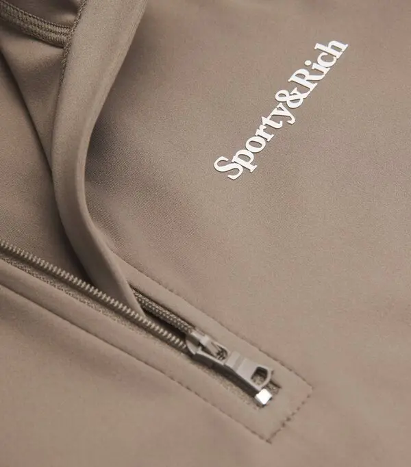 SPORTY & RICH Logo Serif Quarter-zip Top