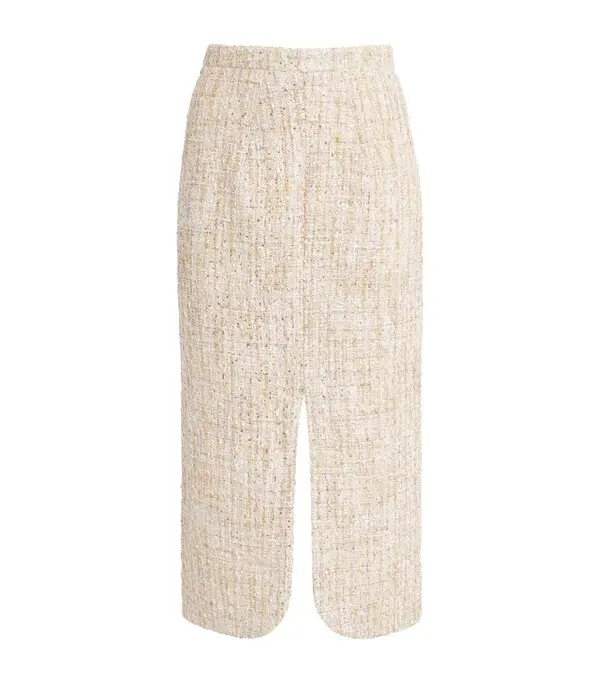 Safiyaa Tweed Embellished Virginia Midi Skirt - Pink