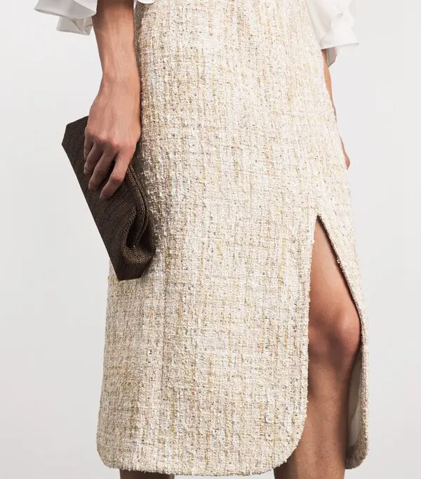 Safiyaa Tweed Embellished Midi Skirt