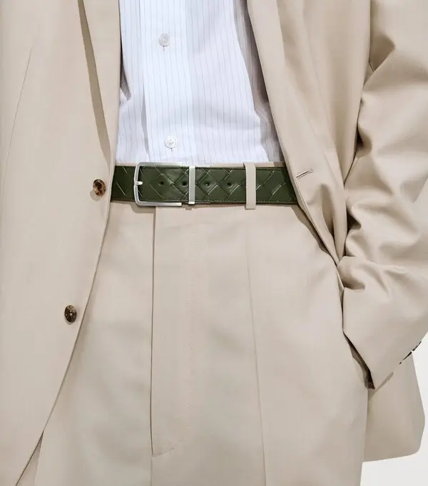 Bottega Veneta Leather Intrecciato Reversible Belt