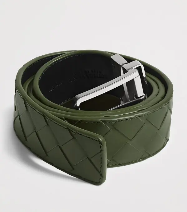 Bottega Veneta Leather Intrecciato Reversible Belt