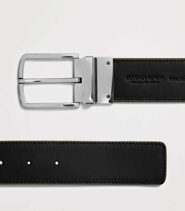 Bottega Veneta Leather Intrecciato Reversible Belt