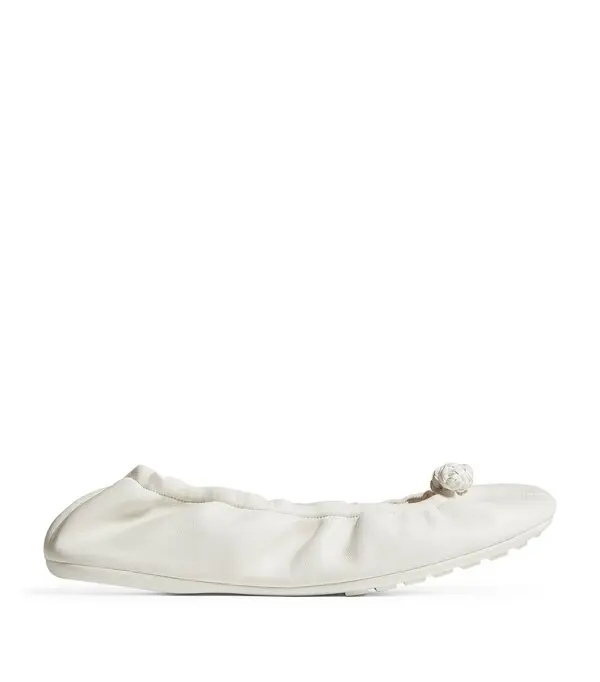 Bottega Veneta Leather Ballet Flats - White