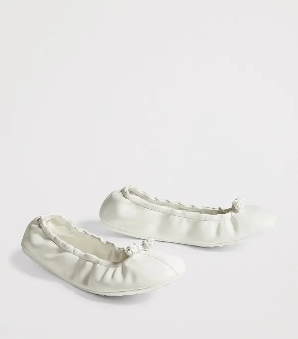 Bottega Veneta Leather Ballet Flats With Gathered Detailing