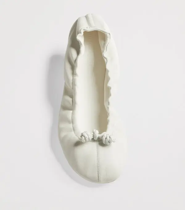 Bottega Veneta Leather Ballet Flats With Gathered Detailing