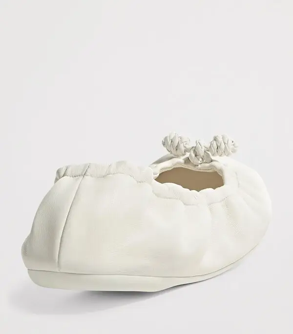 Bottega Veneta Leather Ballet Flats With Gathered Detailing