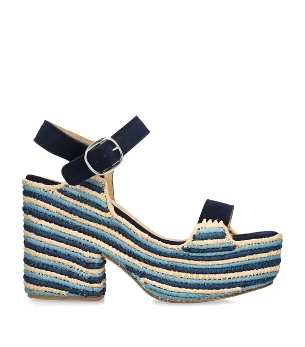 Gabriela Hearst Raffia Sardis Platform Sandals 110 - Navy