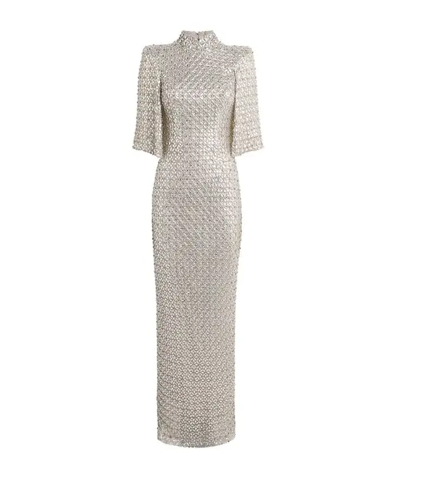 Jenny Packham High-neck Sedona Maxi Dress - Ivory