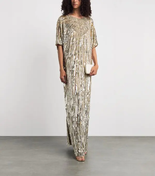 Jenny Packham Embellished Desert Blossom Maxi Dress