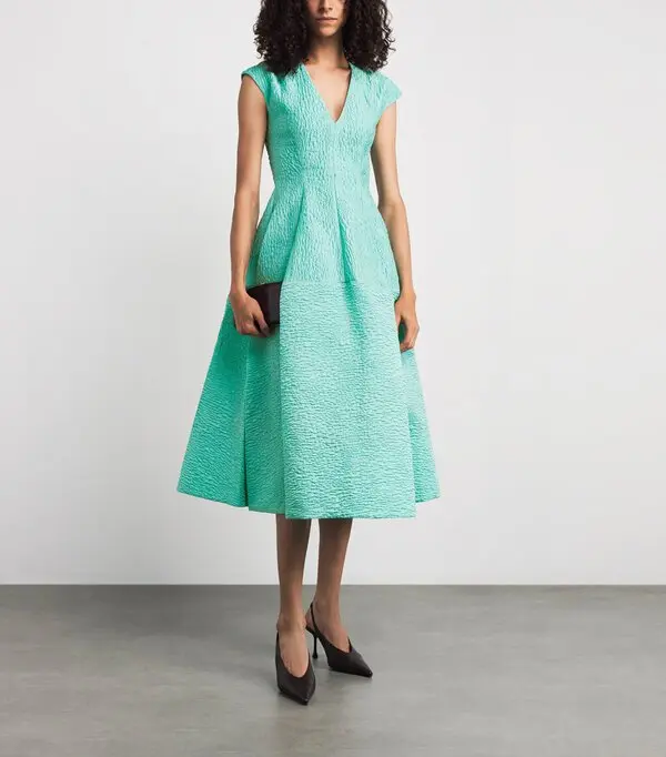 ROKSANDA V-neck Textured Midi Dress