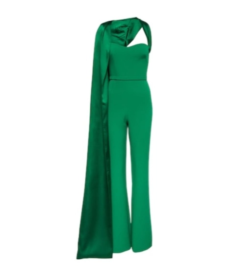 SAFIYAA LONDON Lollian Marmont Cape Jumpsuit - Green