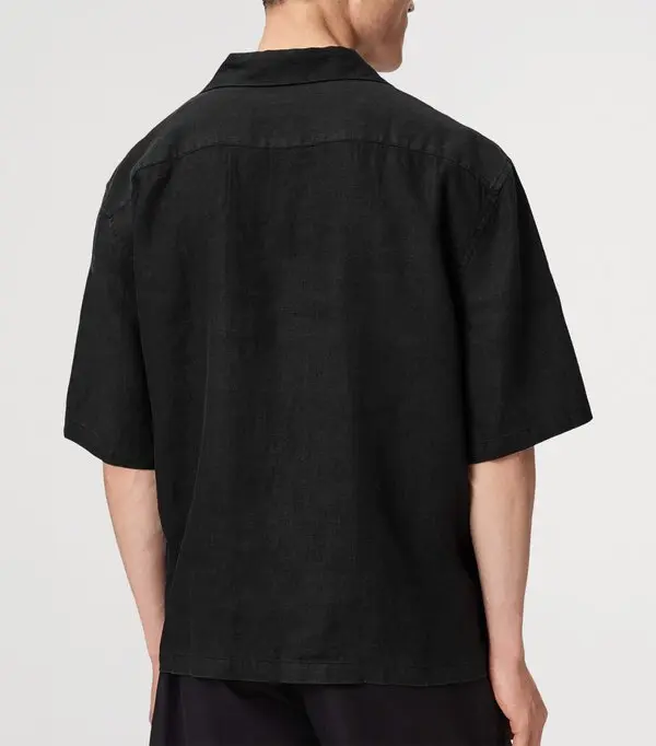 ALLSAINTS Linen Embroidered Avia Shirt - Black