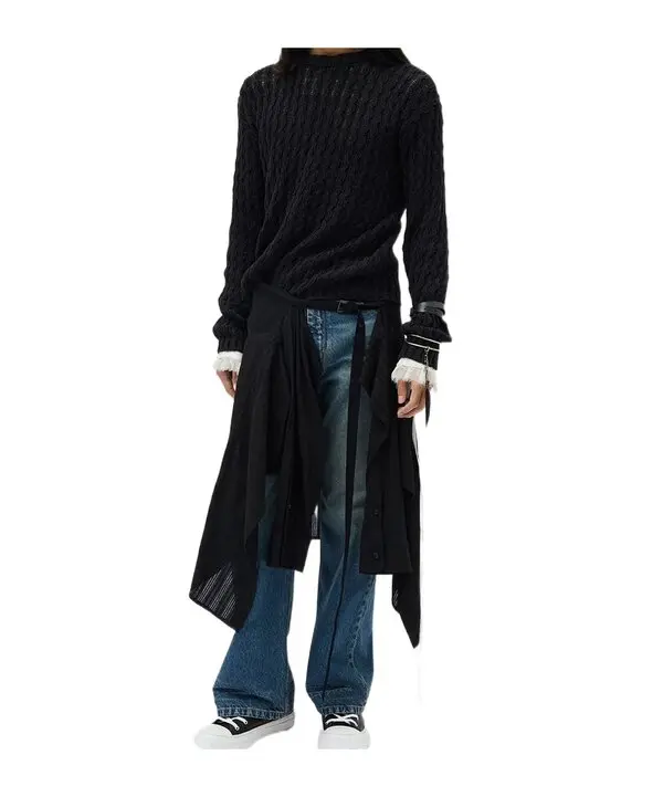 ANN DEMEULEMEESTER Areld Chunky-knit Cotton Sweater - Black