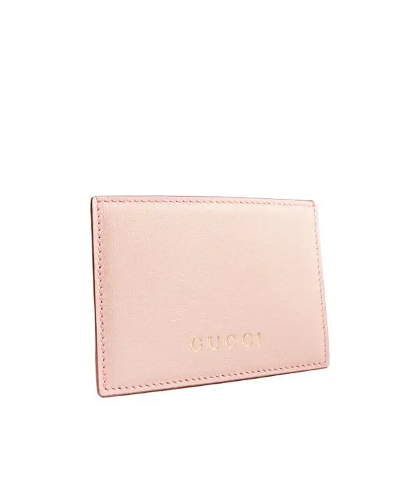 Gucci Card Case With Lettering - Light Pink