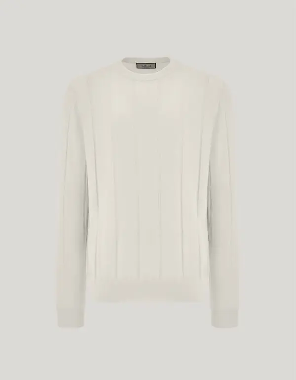 Canali Milk-colored Extra-fine Merino Wool Crew Neck