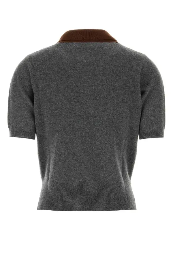 Marni Grey Cashmere Polo Shirt - Gray
