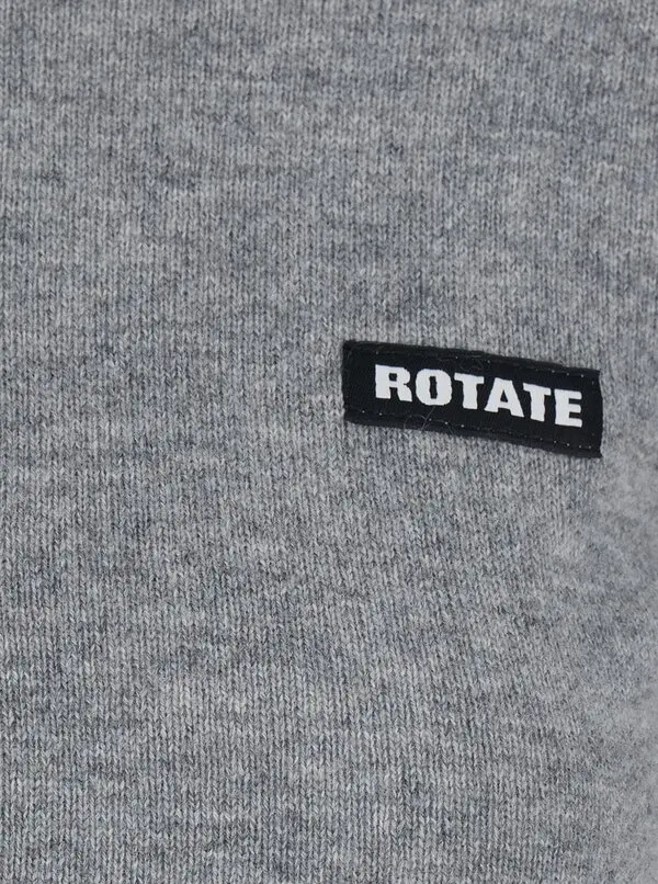 ROTATE BY BIRGER CHRISTENSEN Wool Long Sleeve Polo With Classic Collar And Logo Patch