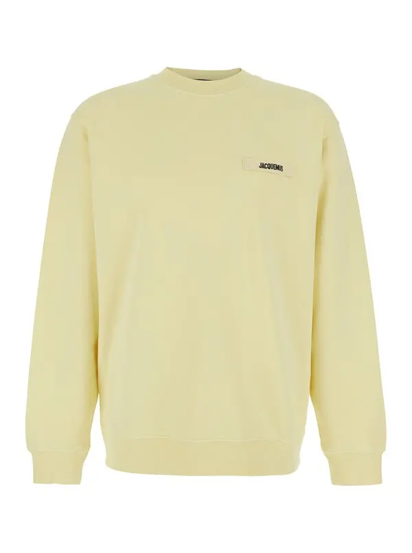 Jacquemus Le Sweatshirt Gros Grain' Crewneck Sweatshirt With Logo Patch On The Front In Cotton For - Yellow