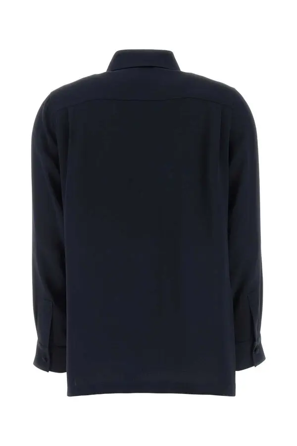 Max Mara Navy Silk Geranio Shirt