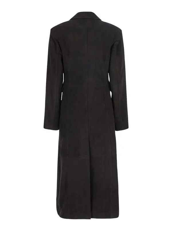 ROTATE BY BIRGER CHRISTENSEN Double-breasted Suede Coat With Wide Lapels - Multicolor