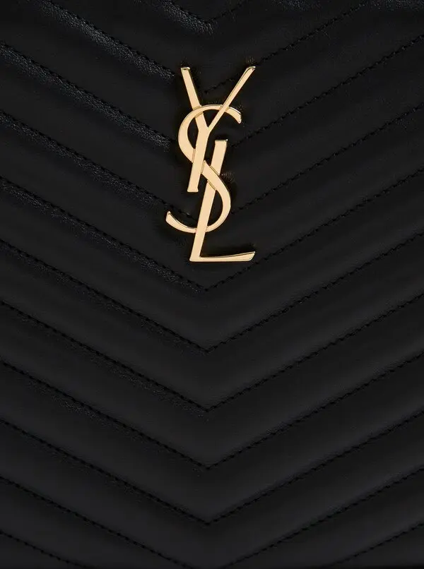 Saint Laurent Monogram Handbag In Black Chevron Leather - Multicolor