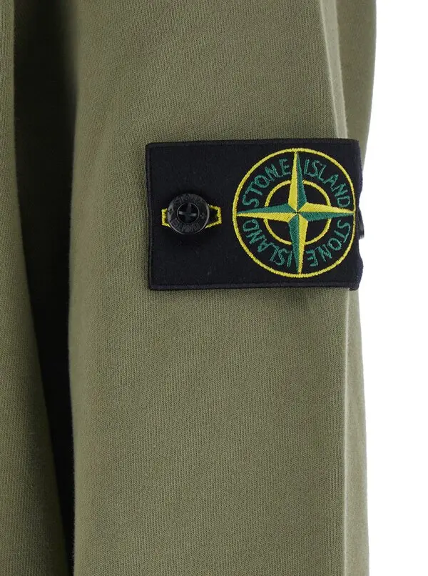 Stone Island Crewneck Sweatshirt With Logo Patch - Green