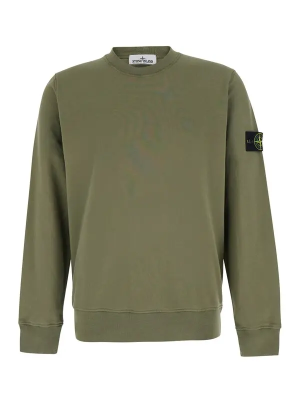 Stone Island Crewneck Sweatshirt With Logo Patch - Green