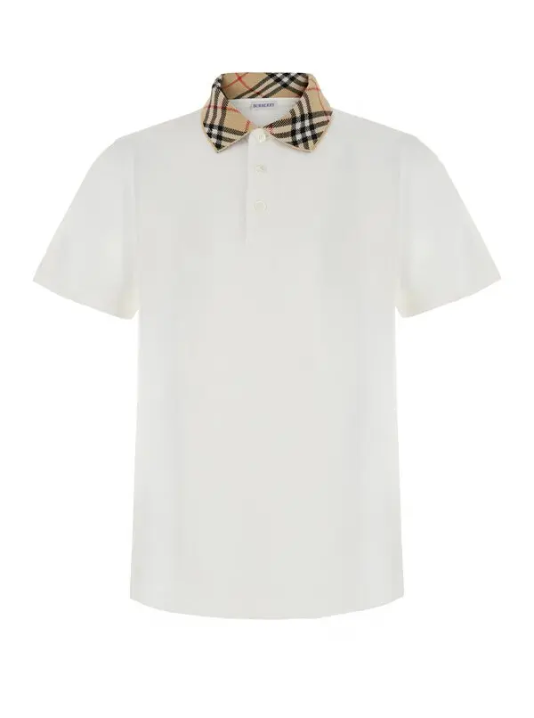 Burberry White T-shirt With Logo On The Front For - Multicolor