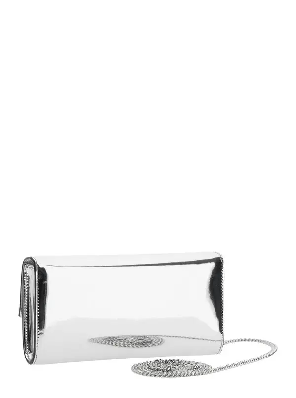 JIMMY CHOO Emmie Clutch With Logo Lettering And Chain Strap - Silver