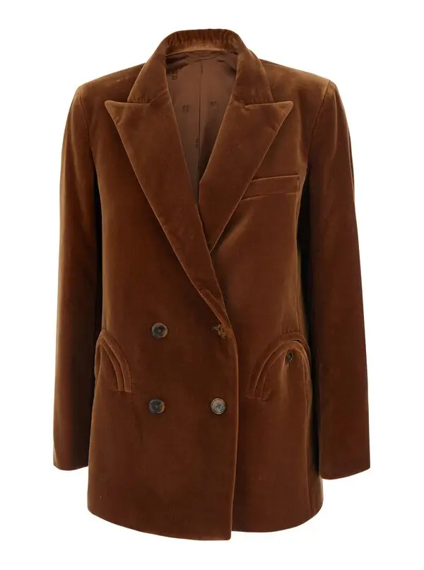 BLAZÉ MILANO Double-breasted Velvet Jacket - Brown