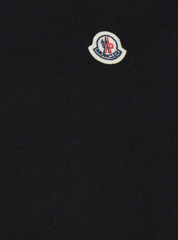 Moncler Piquet Cotton Polo Shirt With Logo Patch - Black