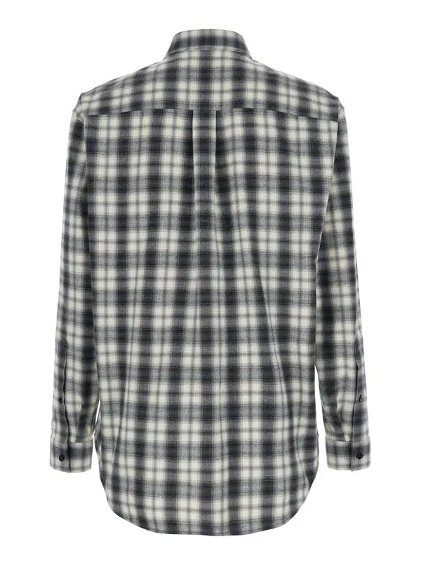 Balenciaga Black And White Shirt With All-over Stripe Motif In Cotton Flannel For